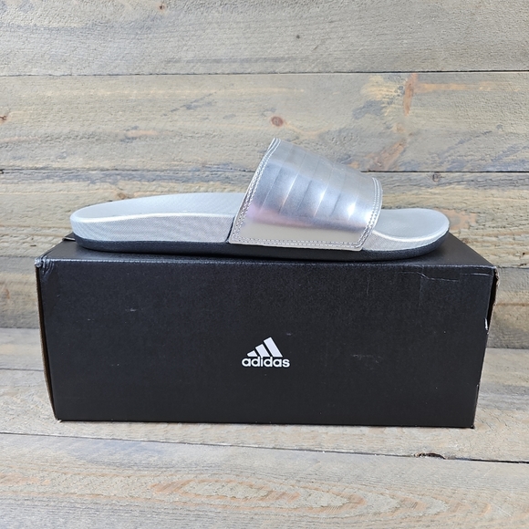 adidas | Shoes | Adidas Comfort Slides Sandals Womens Sportswear Silver ...